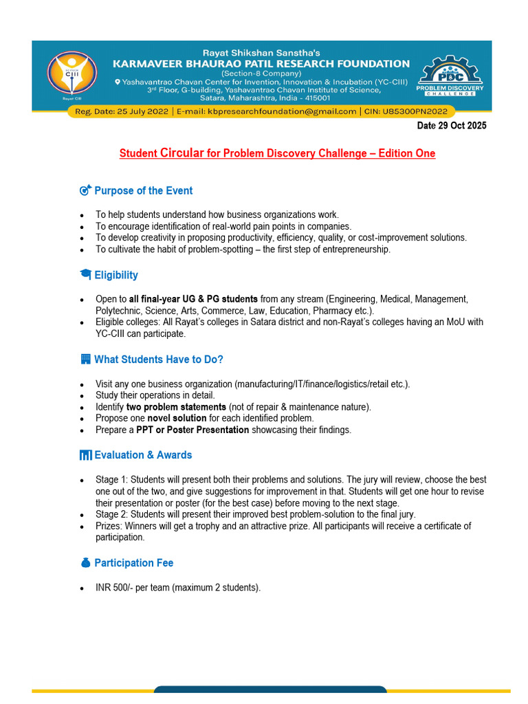 Student Circular - PDC | PDF | Business