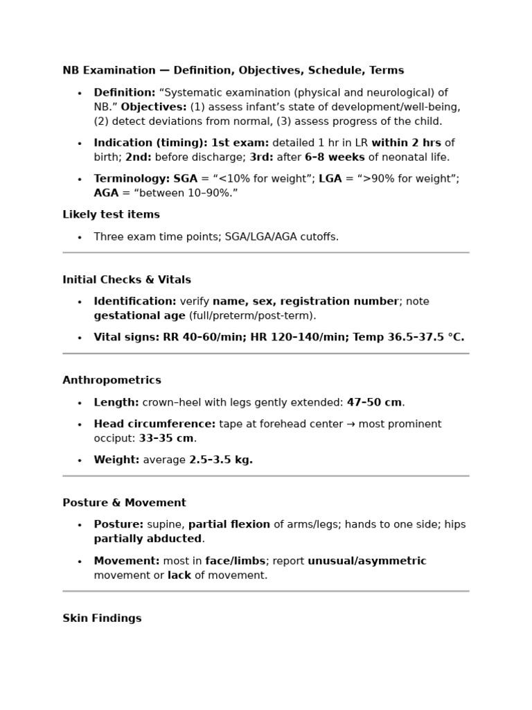 Neonatal Examination Guidelines and Insights | PDF | Anatomical Terms ...