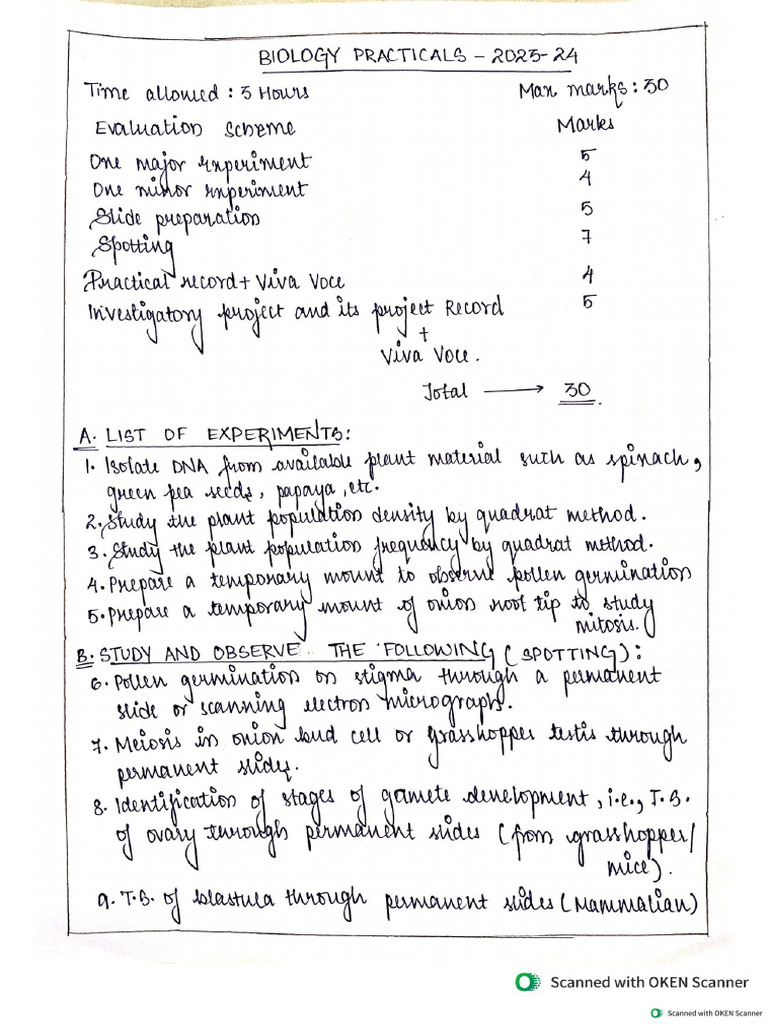 Biology Practicles | PDF