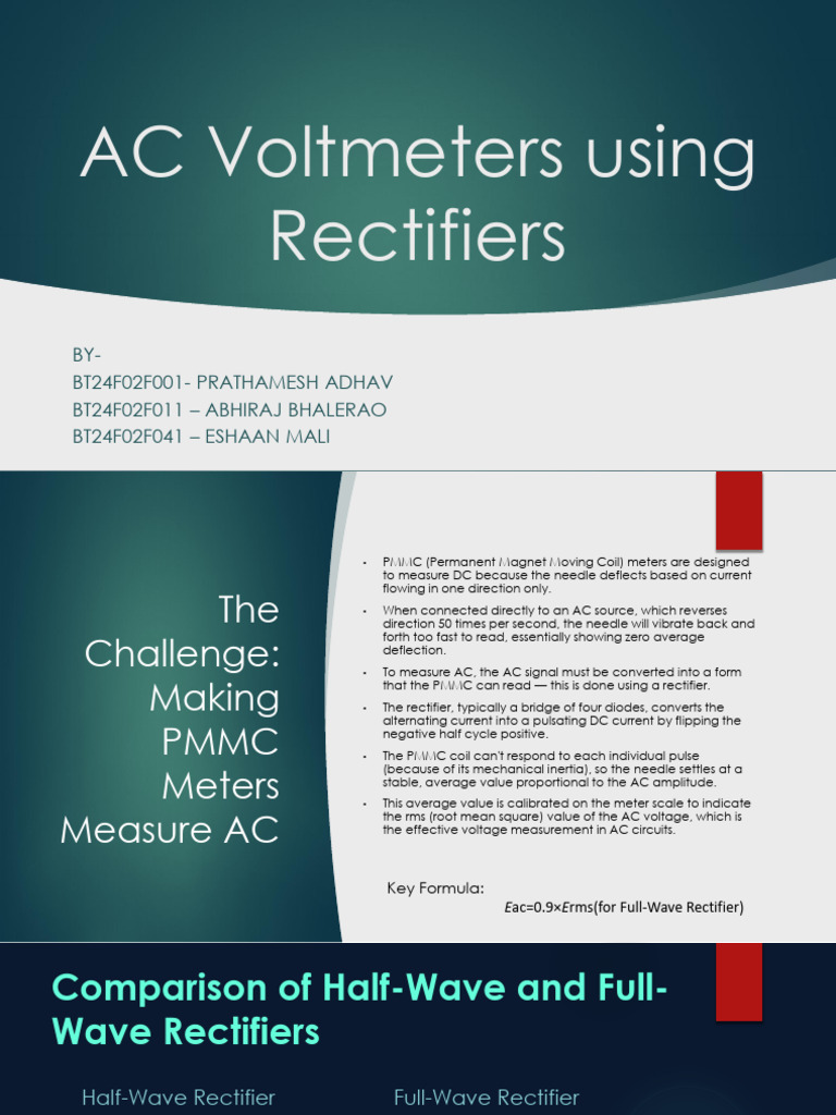 AC Voltmeters: Rectifier Insights | PDF | Rectifier | Quantity