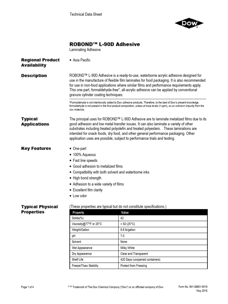 ROBOND™ L-90D Laminating Adhesive Guide | PDF | Adhesive | Lamination