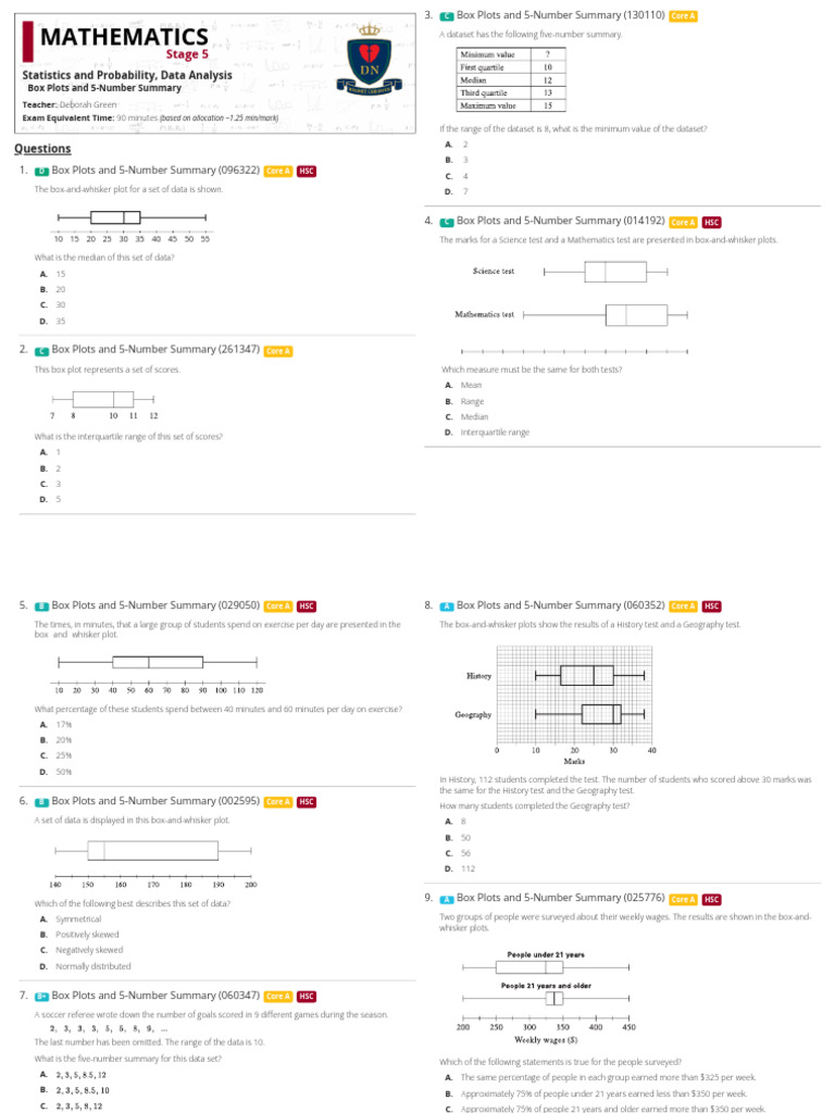 Box Plots | PDF | Statistical Analysis | Teaching Mathematics