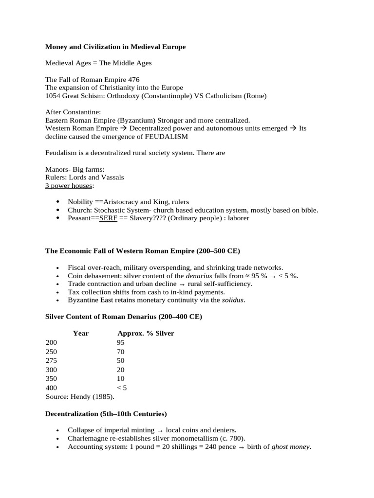 Medieval Europe Quicknotes | PDF | Middle Ages | Roman Empire
