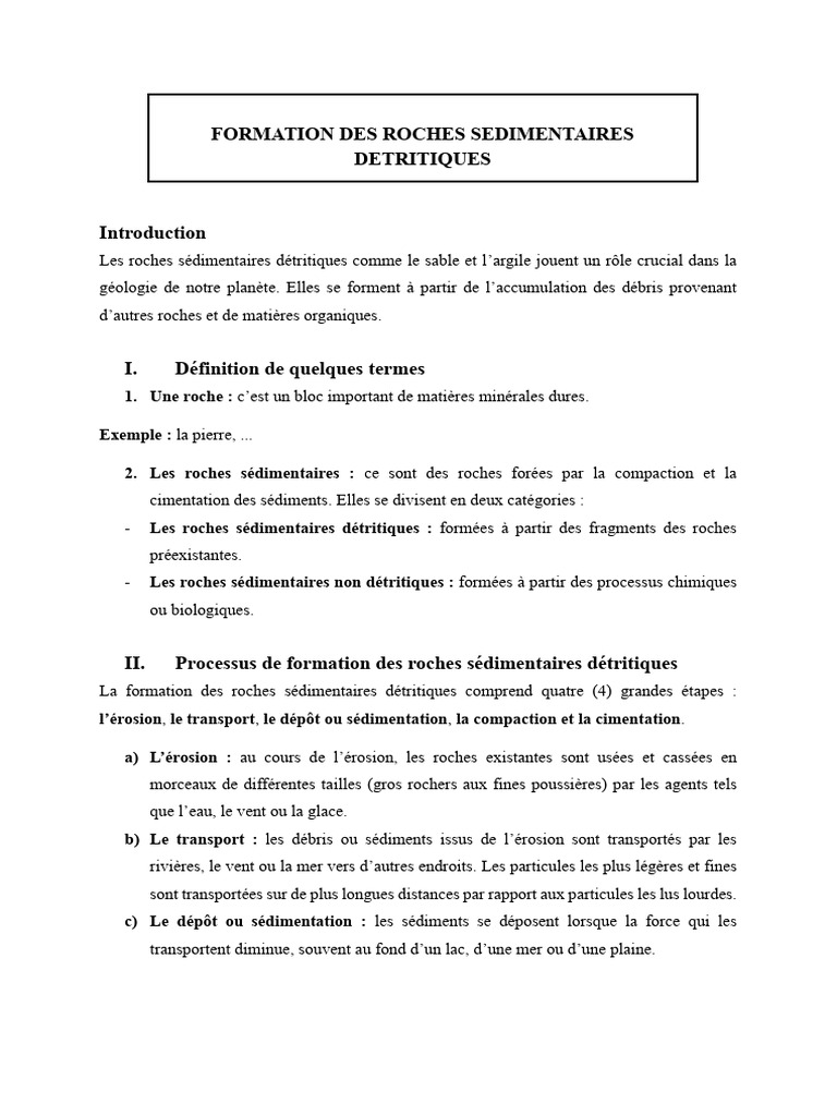 Formation des roches sédimentaires détritiques | PDF | Roche ...