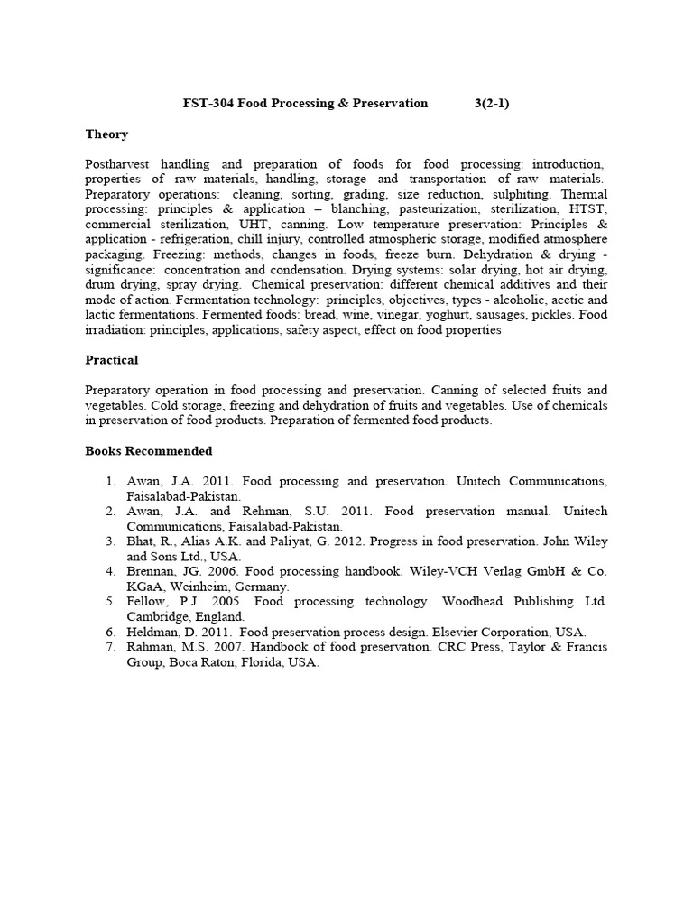 HND 5th Food Preservation | PDF