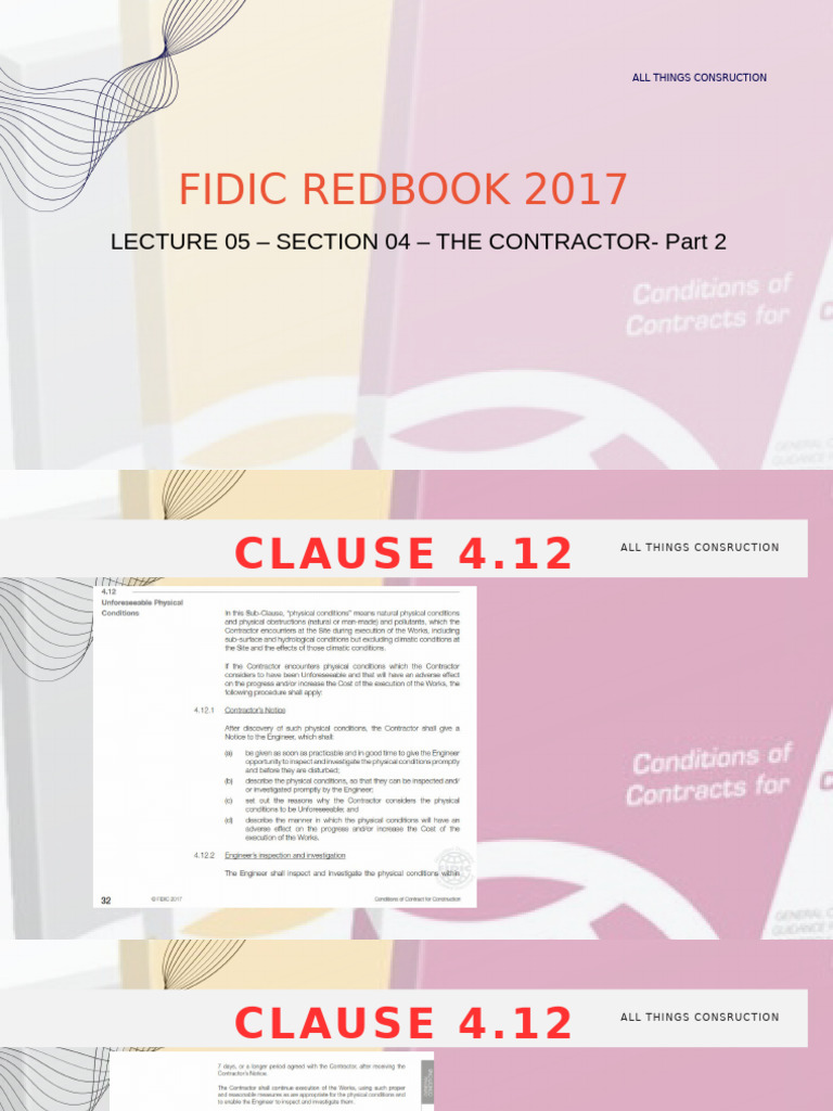 FIDIC Red Book 2017: Contractor Clauses | PDF