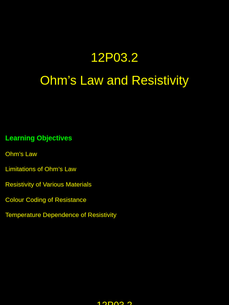12P03.2 Current Electricity (Ohm - S Law and Resistivity) | PDF | Electrical Resistivity And ...