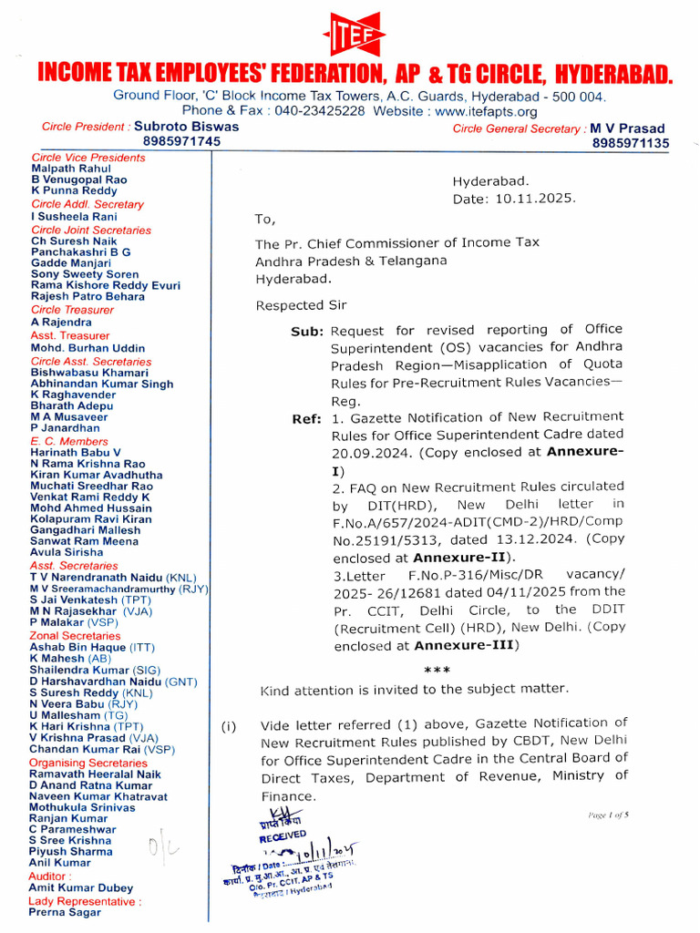 Letter To Prccit Dt10112025 - Os Promotion Quota | PDF