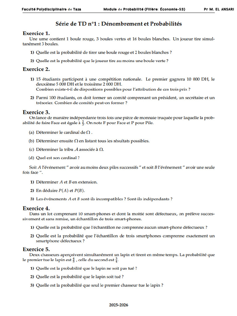 TD 1 (S3 - Économie) | PDF