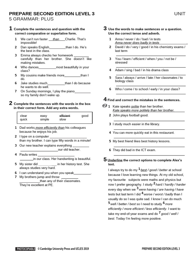 PREPARE 3 Grammar Plus Unit 05 | PDF
