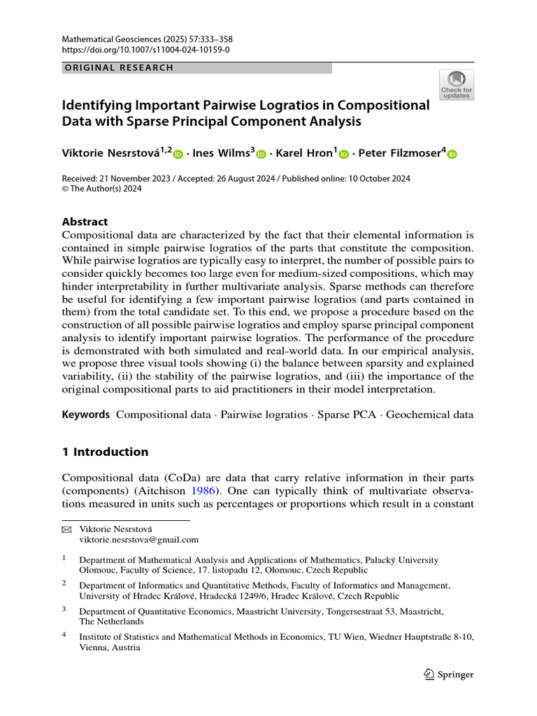 Sparse PCA for Pairwise Logratios in CoDa | PDF | Principal Component ...
