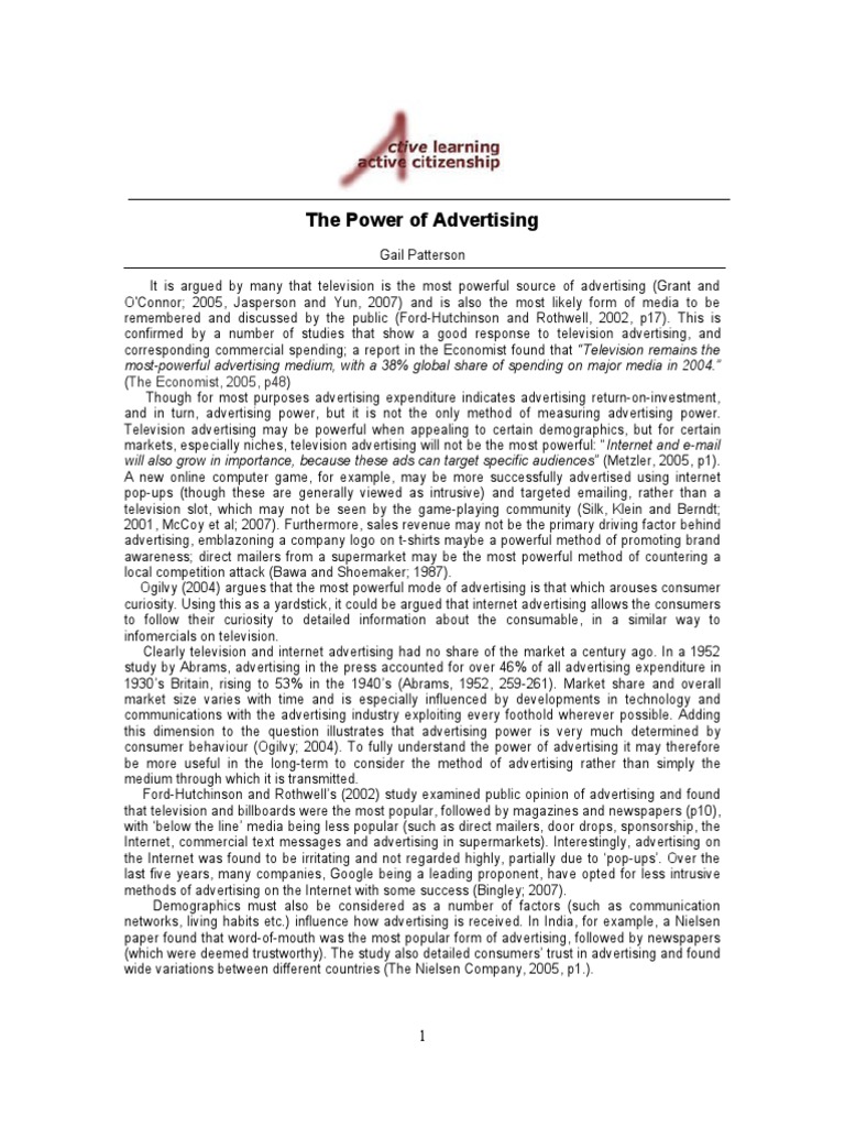 The Power of Advertising | PDF | Advertising | Brand