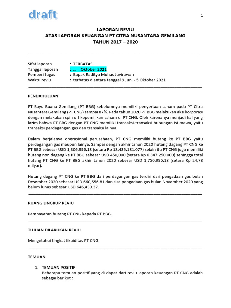 Reviu Keuangan PT Citra Nusantara 2017-2020 | PDF