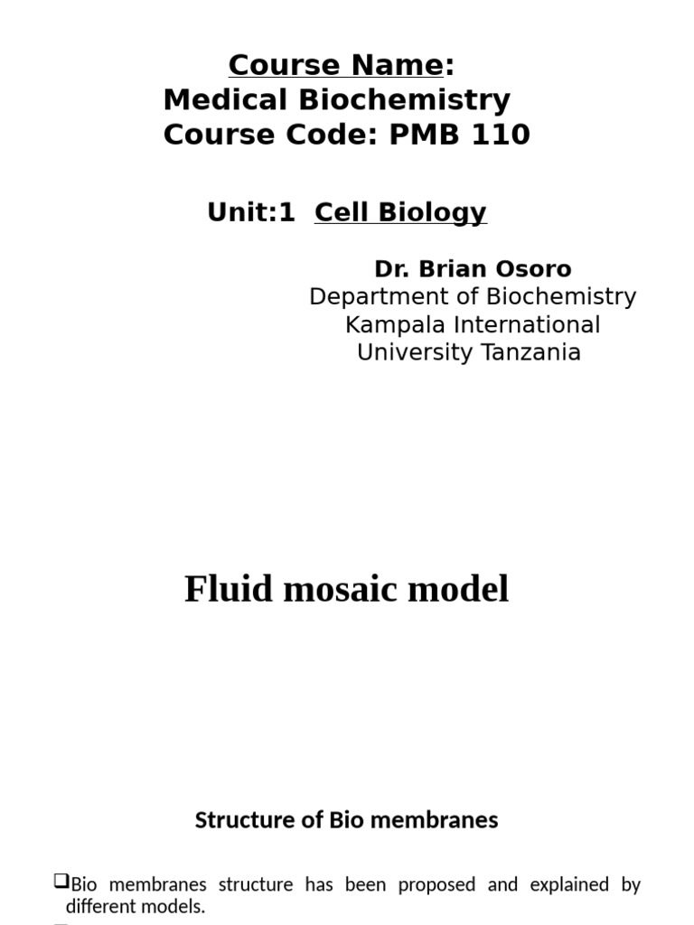 Fluid Mosaic Model of Cell Membranes | PDF | Cell Membrane | Phospholipid