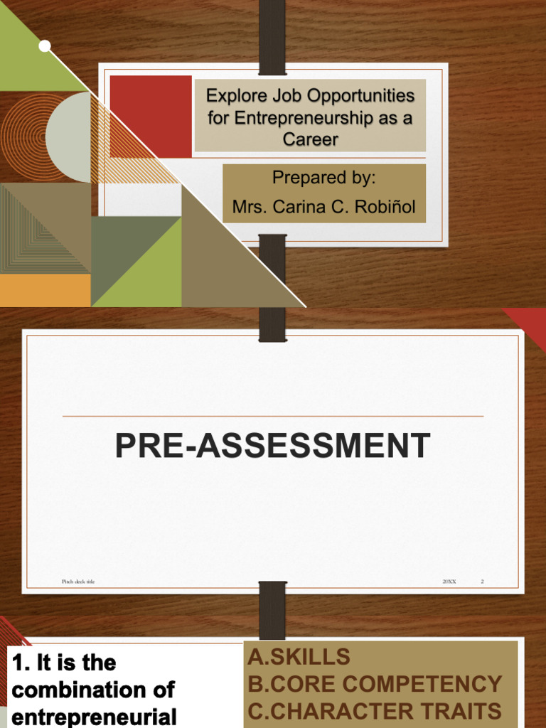 Explore Job Opportunities For Entrepreneurship As A Career FINAL | PDF ...