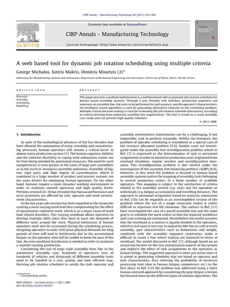 A Web Based Tool for Dynamic Job Rotation Scheduling Using Multiple Criteria | PDF | Model–View ...