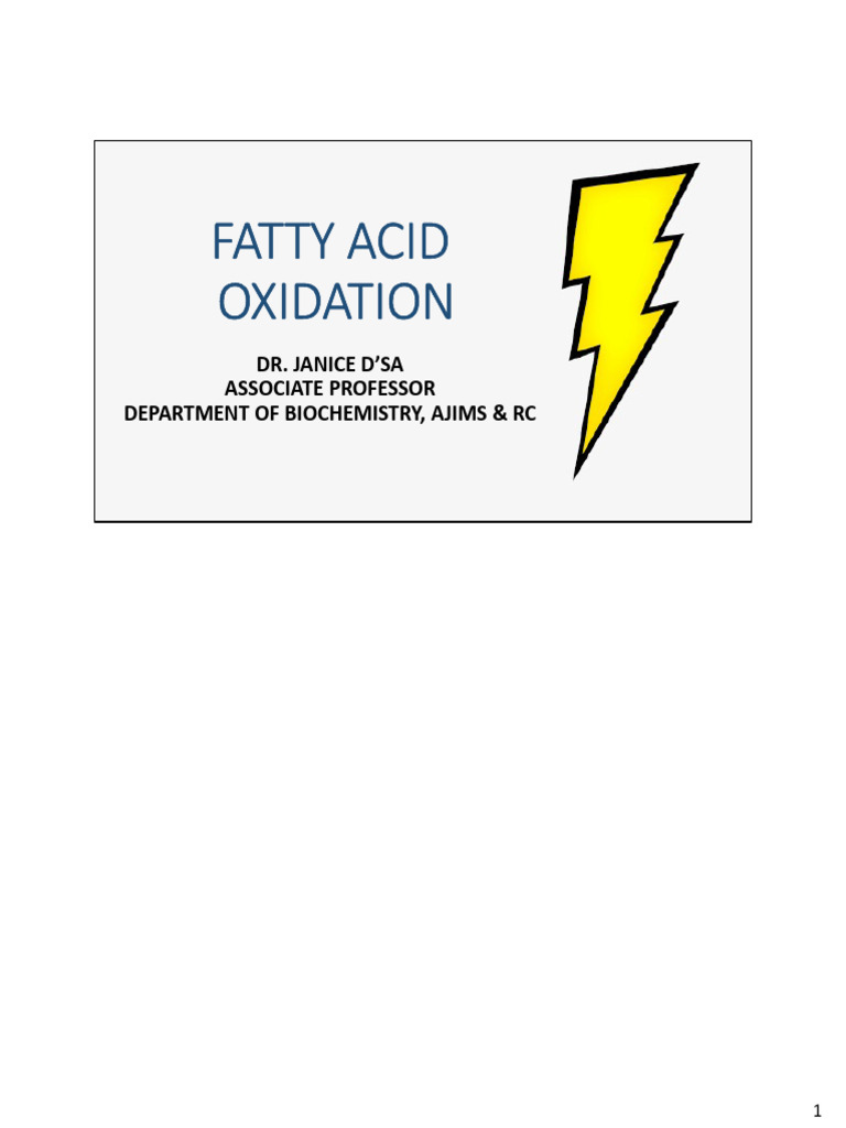 Fatty Acid Oxidation Overview and Disorders | PDF | Organic Compounds ...