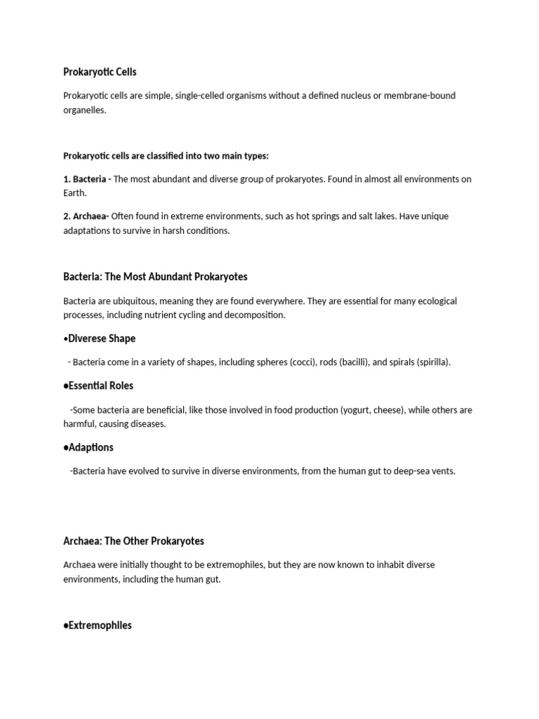2.4 Types of Prokaryotic Cells & 2.5 Unique Characteristics of ...