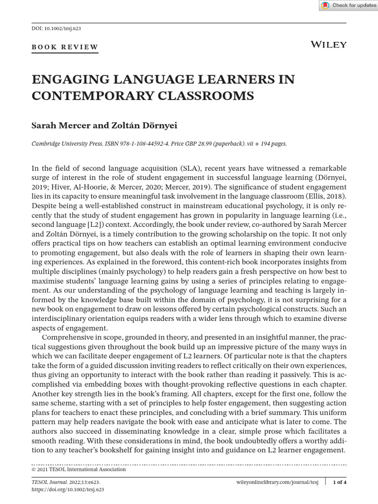 Engaging Language Learners in Contemporary Classrooms | PDF | Second ...