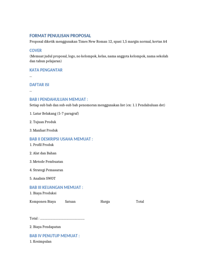 Template Proposal Wirausaha | PDF