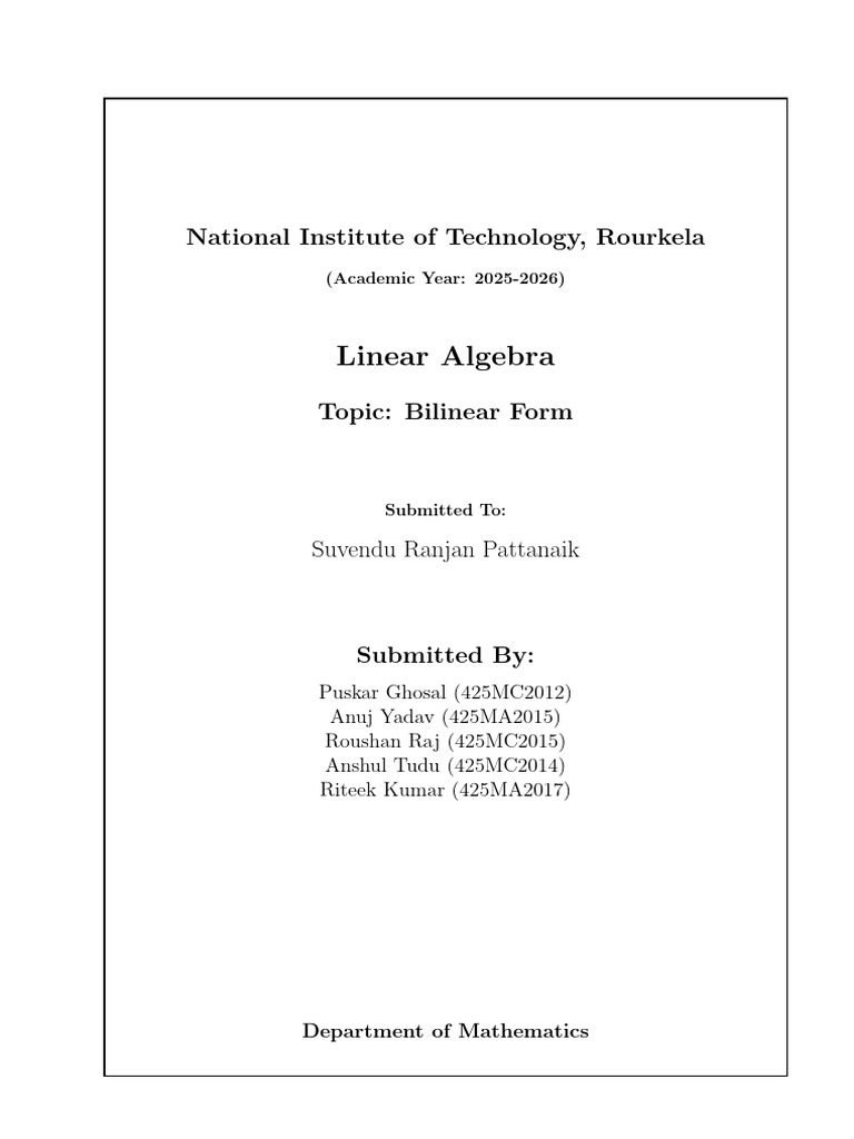 Bilinear Form | PDF | Matrix (Mathematics) | Matrix Theory