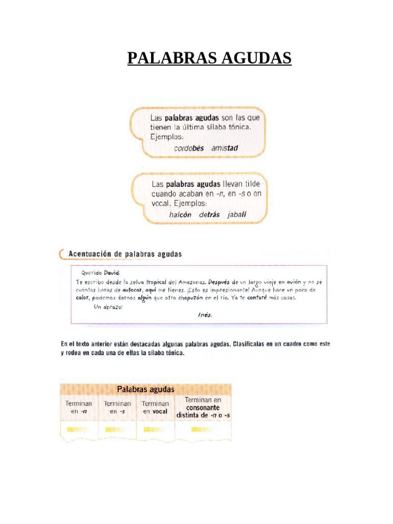 Palabras Agudas | PDF