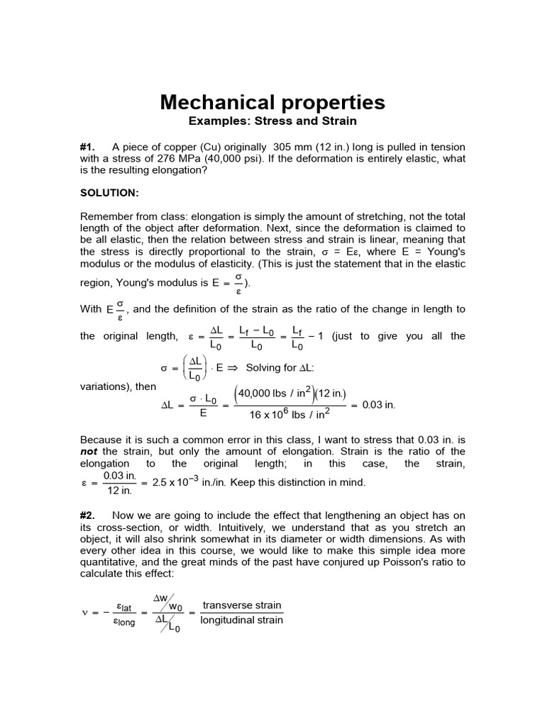 Stress- Strain Examples | PDF | Deformation (Engineering) | Strength Of Materials