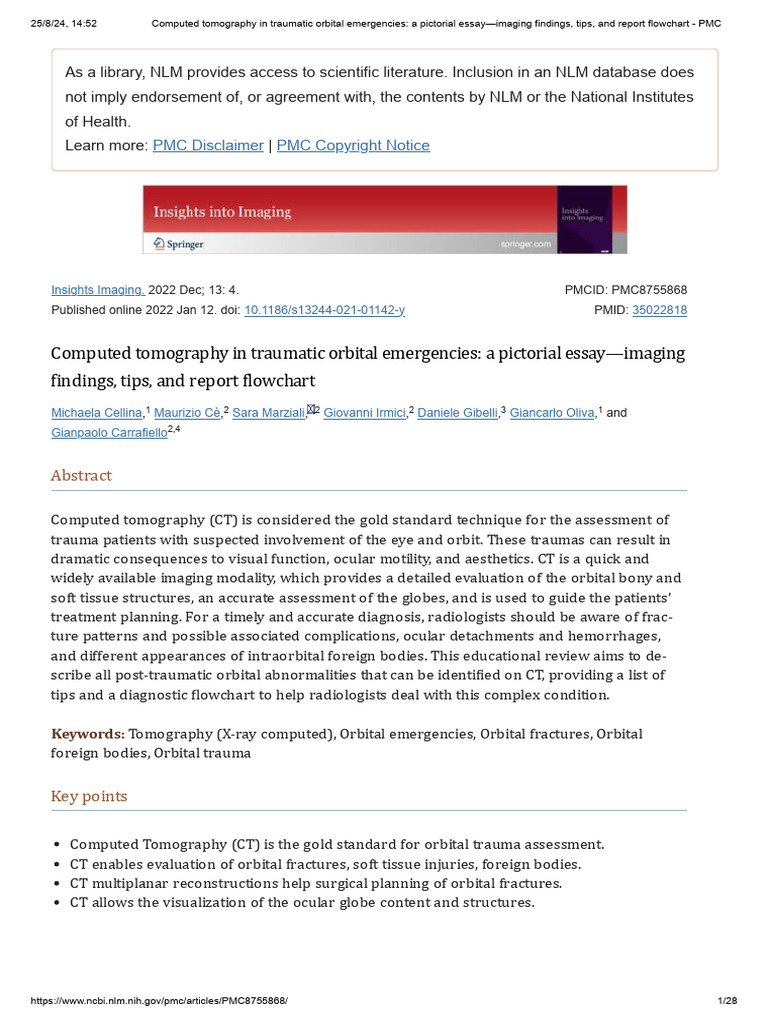 CT Imaging in Orbital Trauma Emergencies | PDF | Ct Scan | Medical Imaging