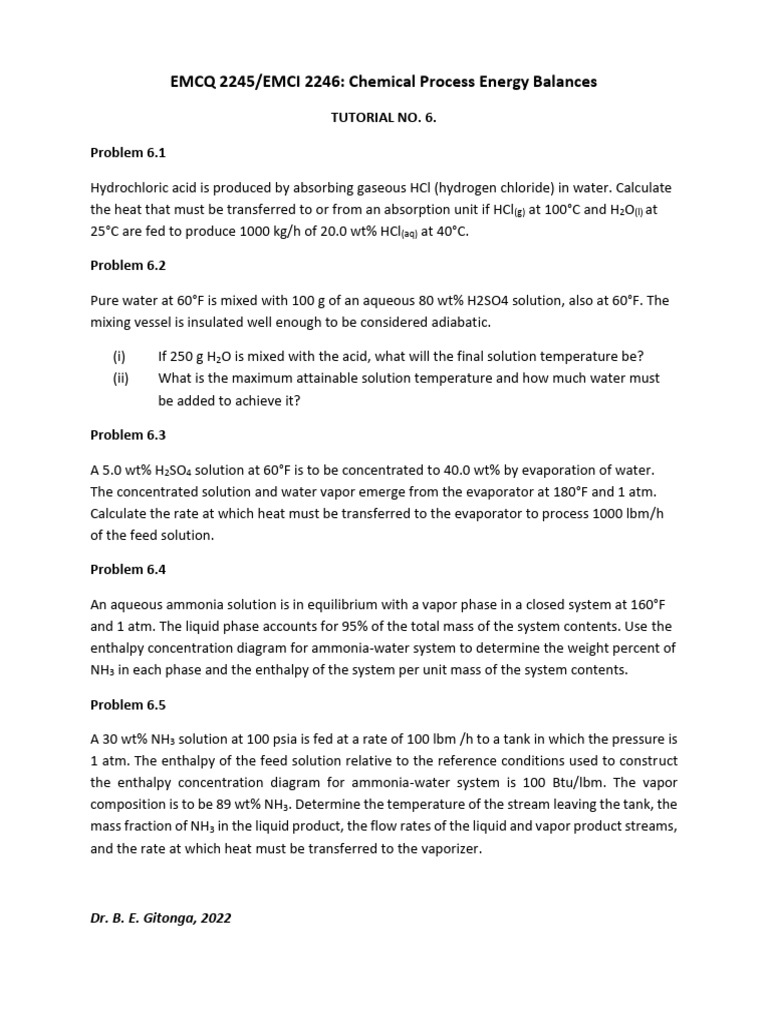 EMCQ 2245-Tutorial 6 - Mixing and Solutions | PDF