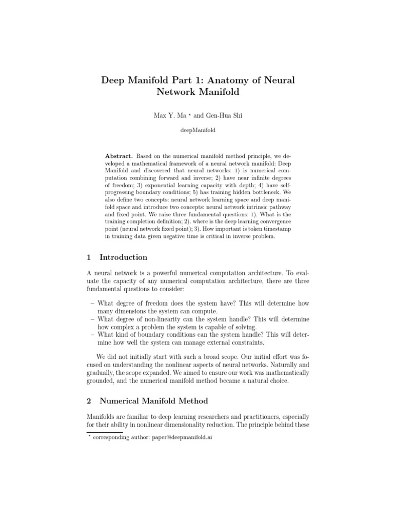 Deep Manifold Part 1 - Anatomy of Neural Network Manifold - 26-09-2024 ...