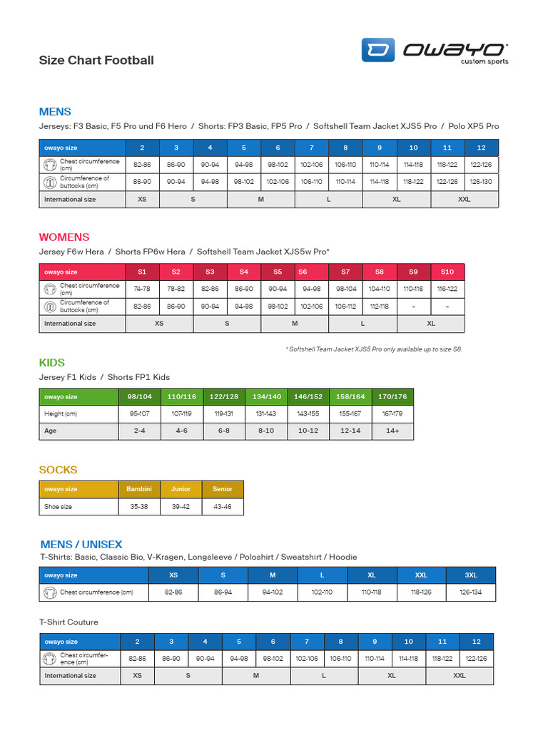 Football Size Chart Guide | PDF