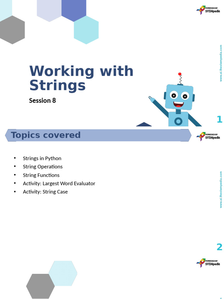 Session 8 PowerPoint | PDF | String (Computer Science) | Parameter (Computer Programming)