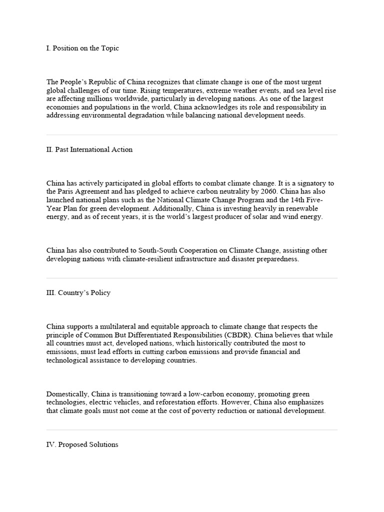 Position Paper | PDF | Climate Change Mitigation | Climate Change