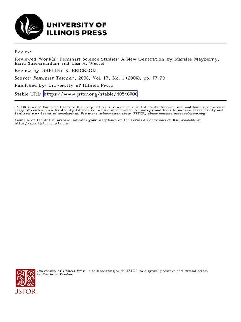 Review of Feminist Science Studies Anthology | PDF | Science | Feminist ...