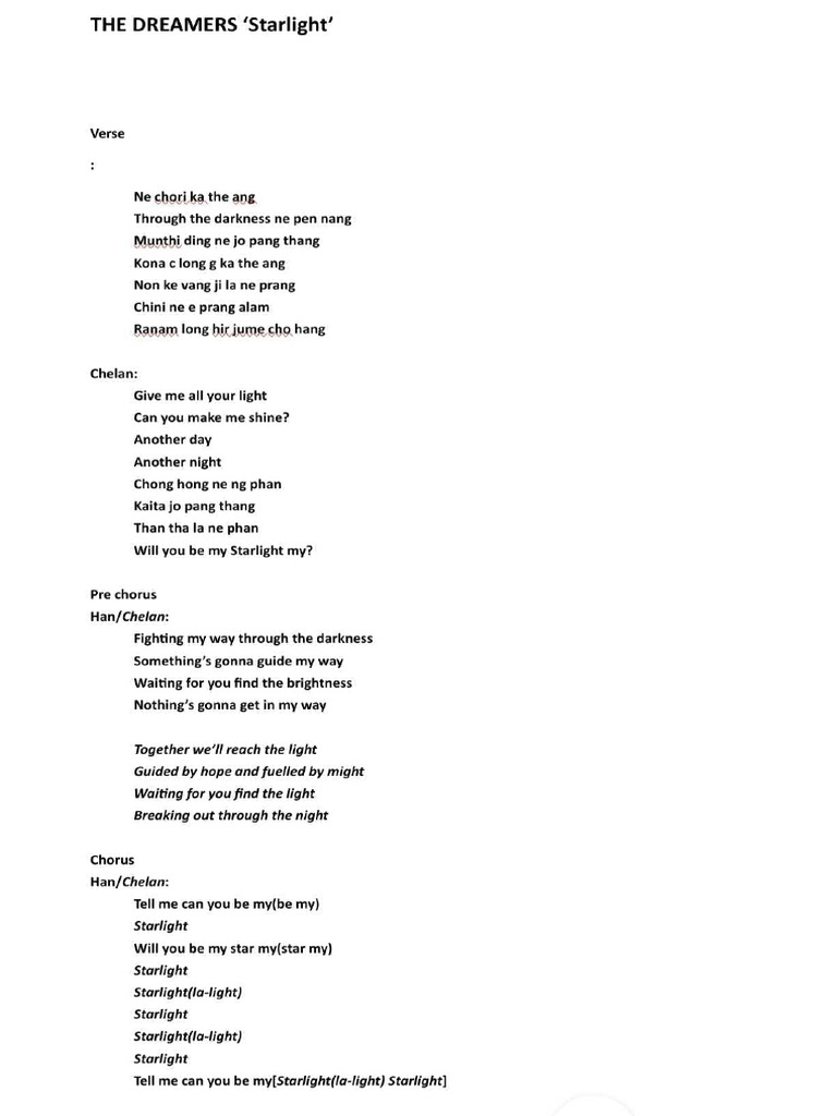 Starlight Lyrics | PDF