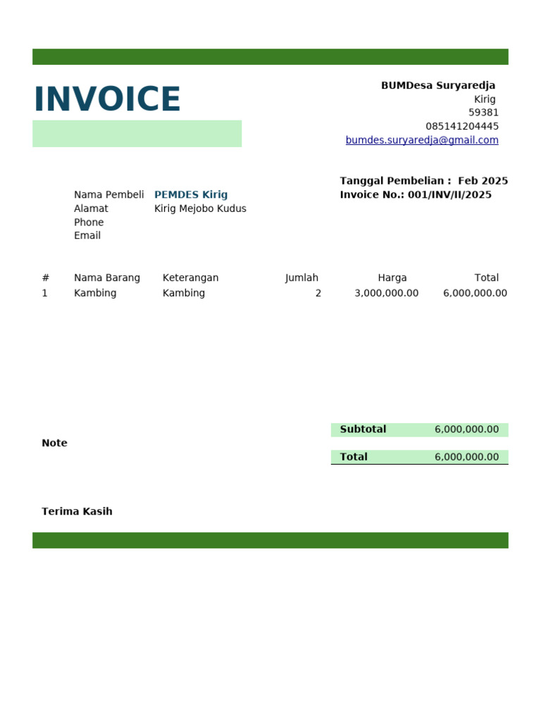 Simple Green Debit Note | PDF