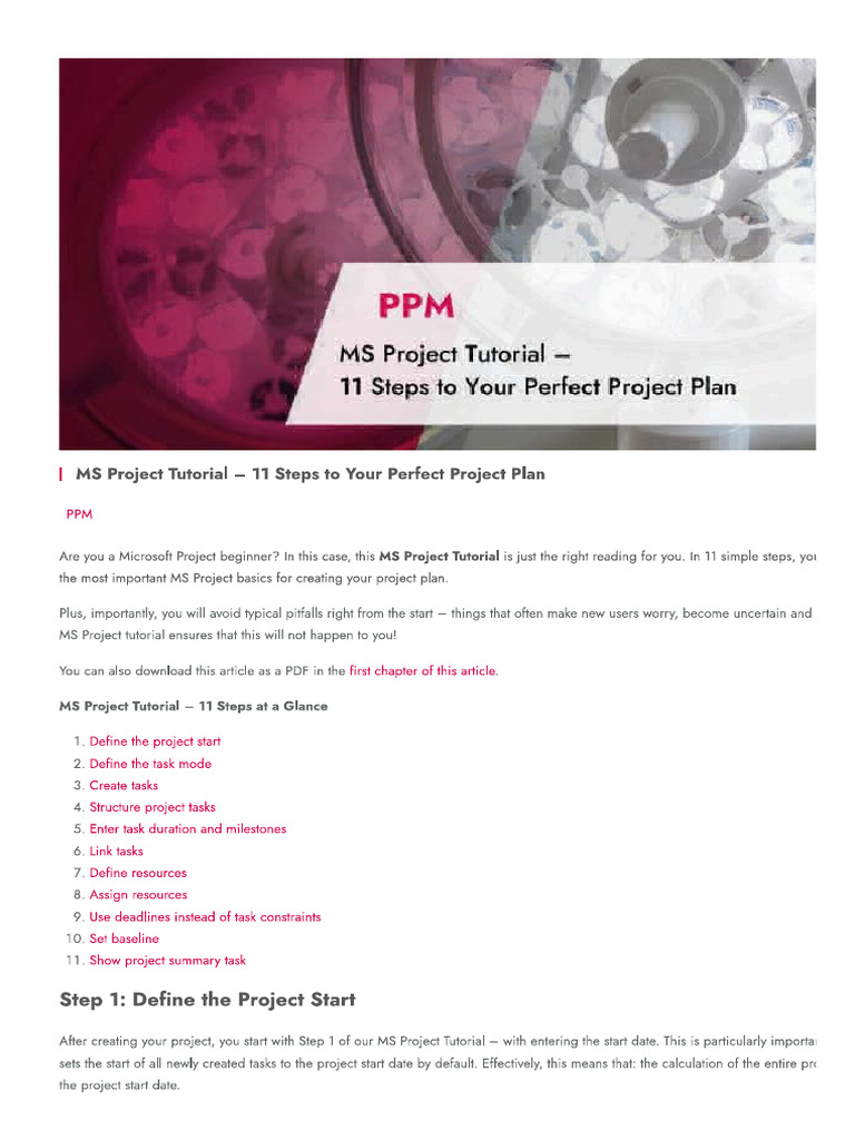 MS Project Tutorial - 11 Steps To Your Perfect Project Plan | PDF