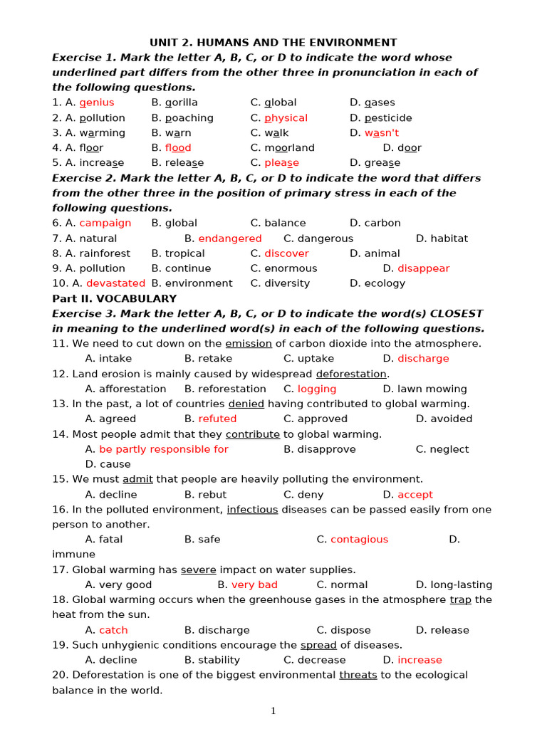 On Tap Unit 2 E10 Student Key | PDF | Climate Change | Agriculture