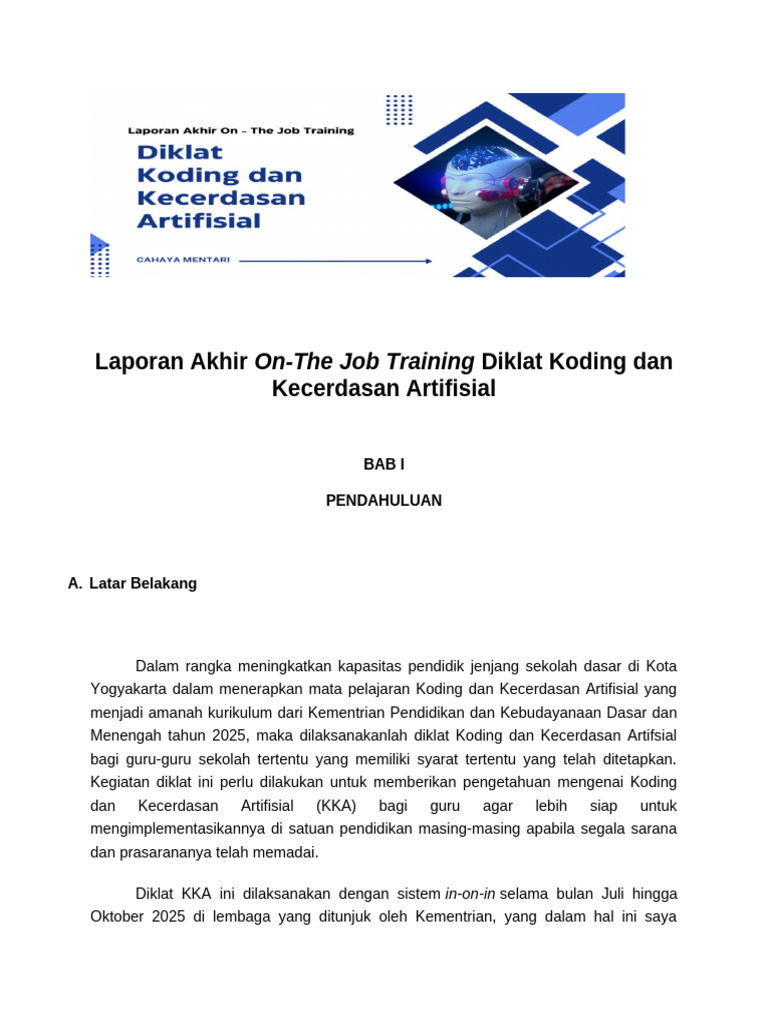 Contoh Laporan Akhir Koding Ka | PDF