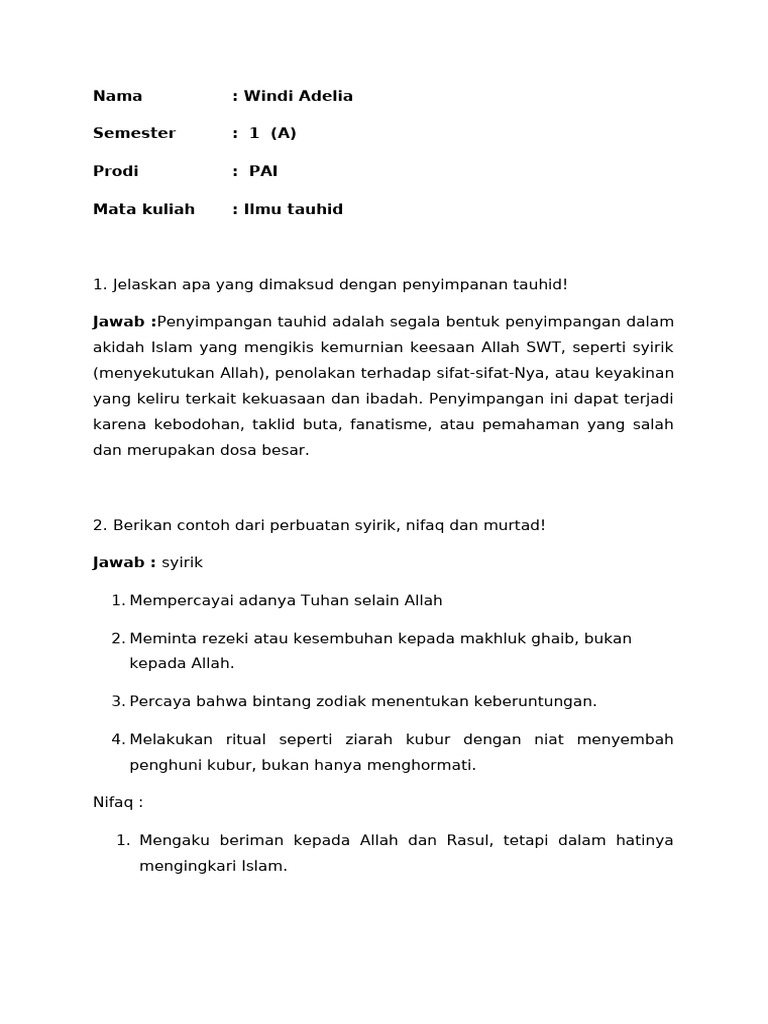 tugas tauhid | PDF