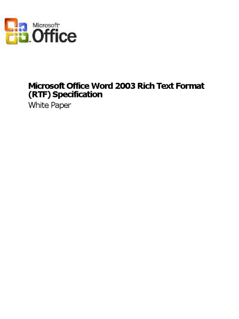 Word 2003 RTF Spec | PDF | Microsoft Word | File Format