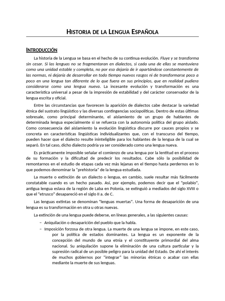 Evolución de la Lengua Española | PDF | Dialecto | Palabra