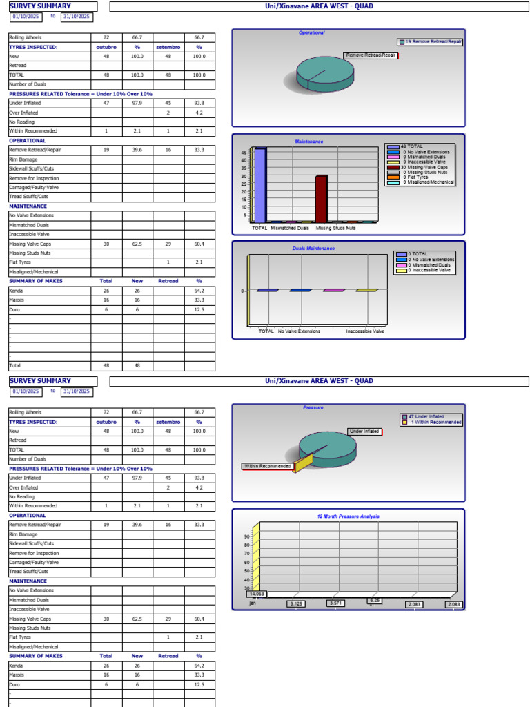 Unitrans Xinavane AREA WEST Surveys Tyres Reports QUAD - OCT 2025 | PDF ...