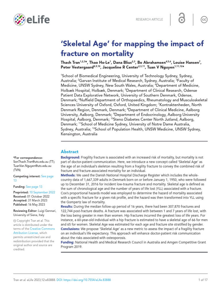 Skeletal Age For Mapping The Impact of Fracture | PDF | Osteoporosis | Risk
