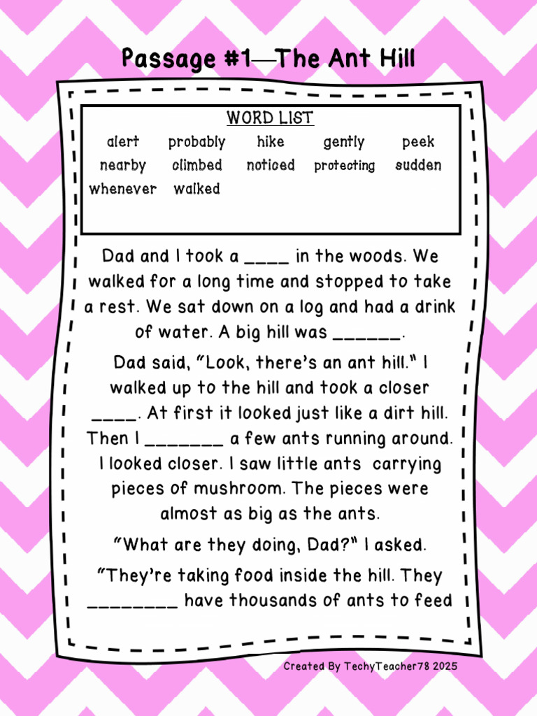 Cloze Reading Passages SET A | PDF