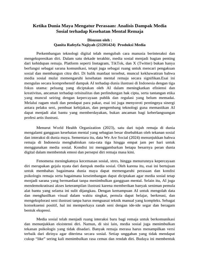 Esai Matkul Creative Writing 2_Qanita Rafeyfa Najiyah | PDF