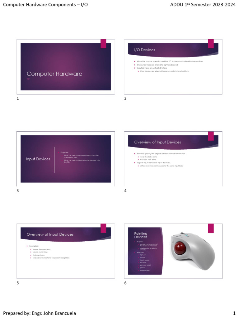 Computer Hardware - Input Output Devices | PDF | Computer Keyboard | Computer Monitor