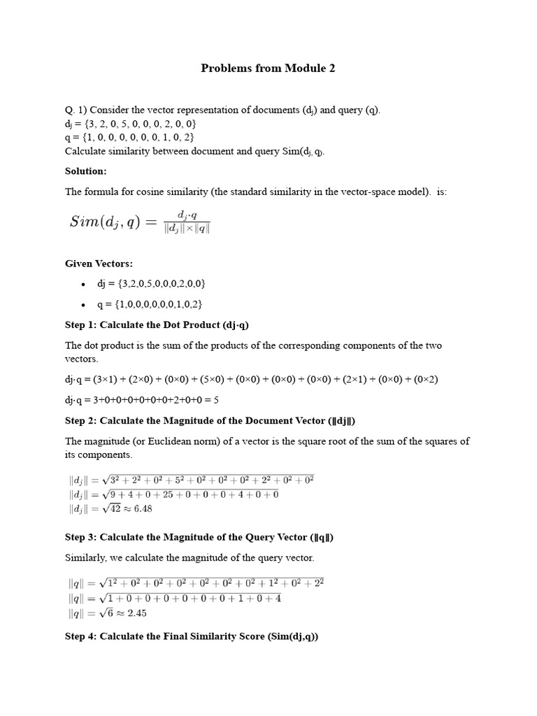 Module 2 Problems and Solution | PDF | Norm (Mathematics) | Abstract ...