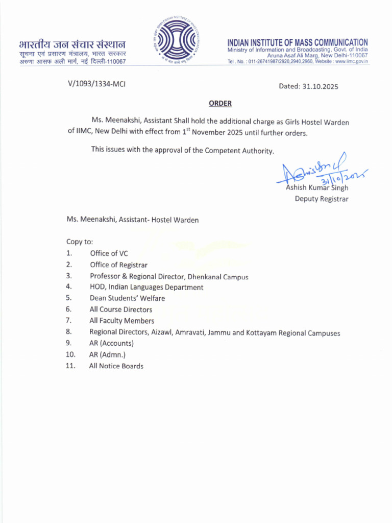 Charge of Girls Hostel Warden | PDF