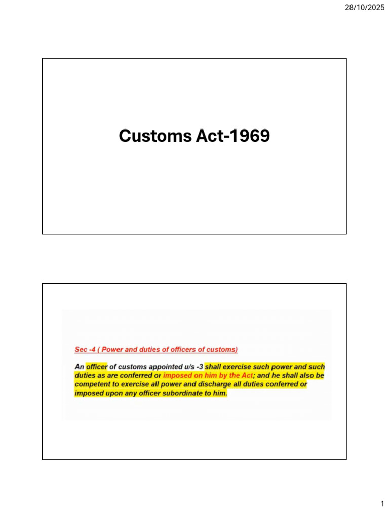 Customs Act-1969 | PDF